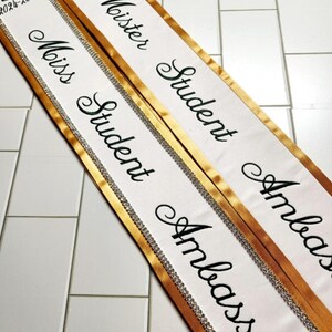 Custom Embroidered Pageant Sash With Caroline Font - Etsy