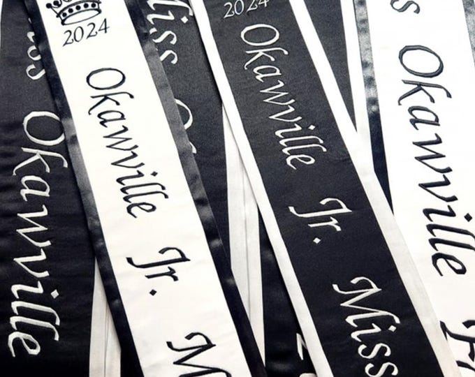 Custom Embroidered Sash/ Monotype Corsiva Font - Etsy