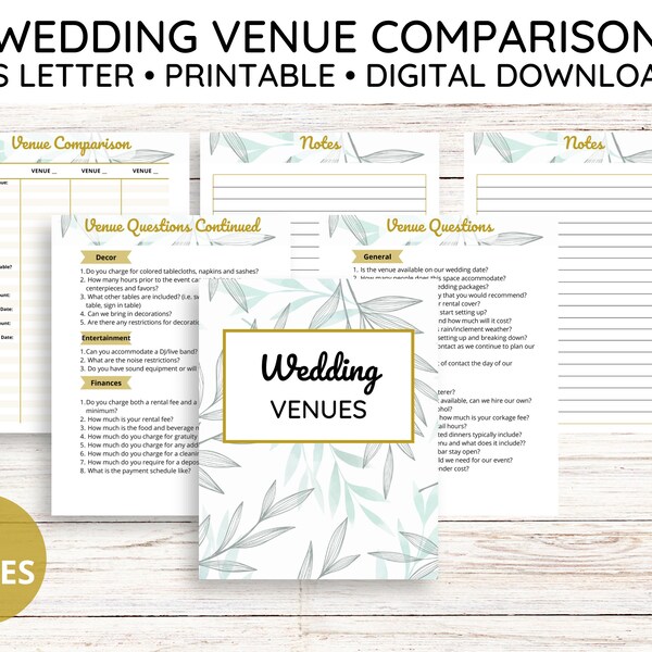 Venue Comparison Sheet - Etsy