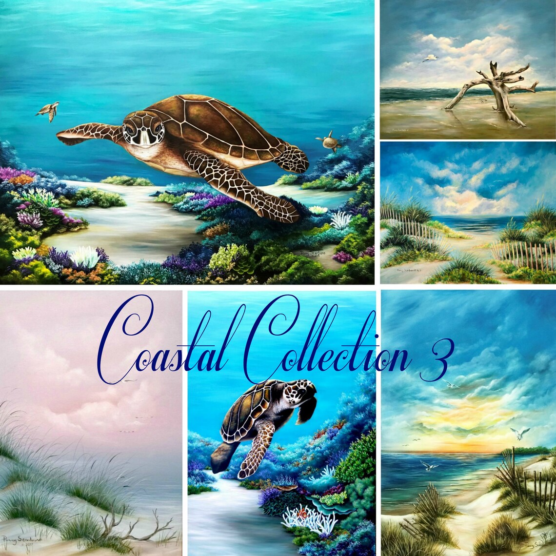 Loggerhead Sea Turtle Painting of Sea Turtle Coral Reef - Etsy