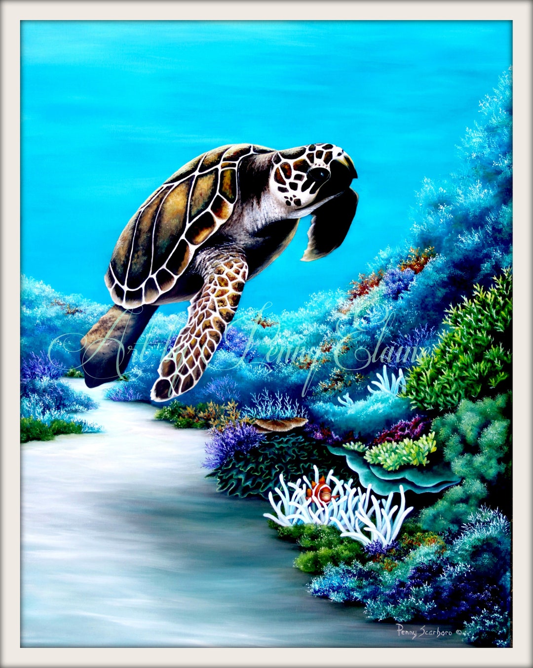 Sea Turtle Art Print, Under the Sea Wall Art, Limited Edition Coral ...