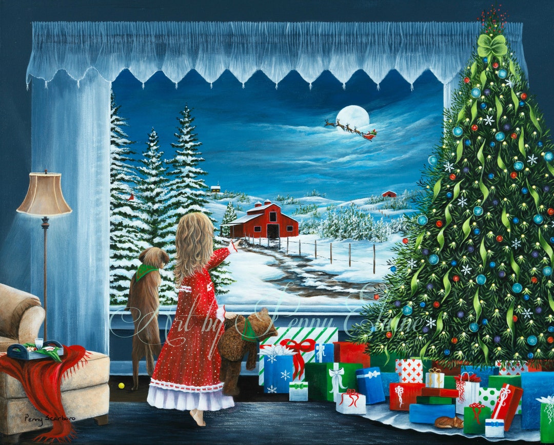 Santa's Coming, Christmas Painting, Christmas Art, Santa Art, Christmas ...
