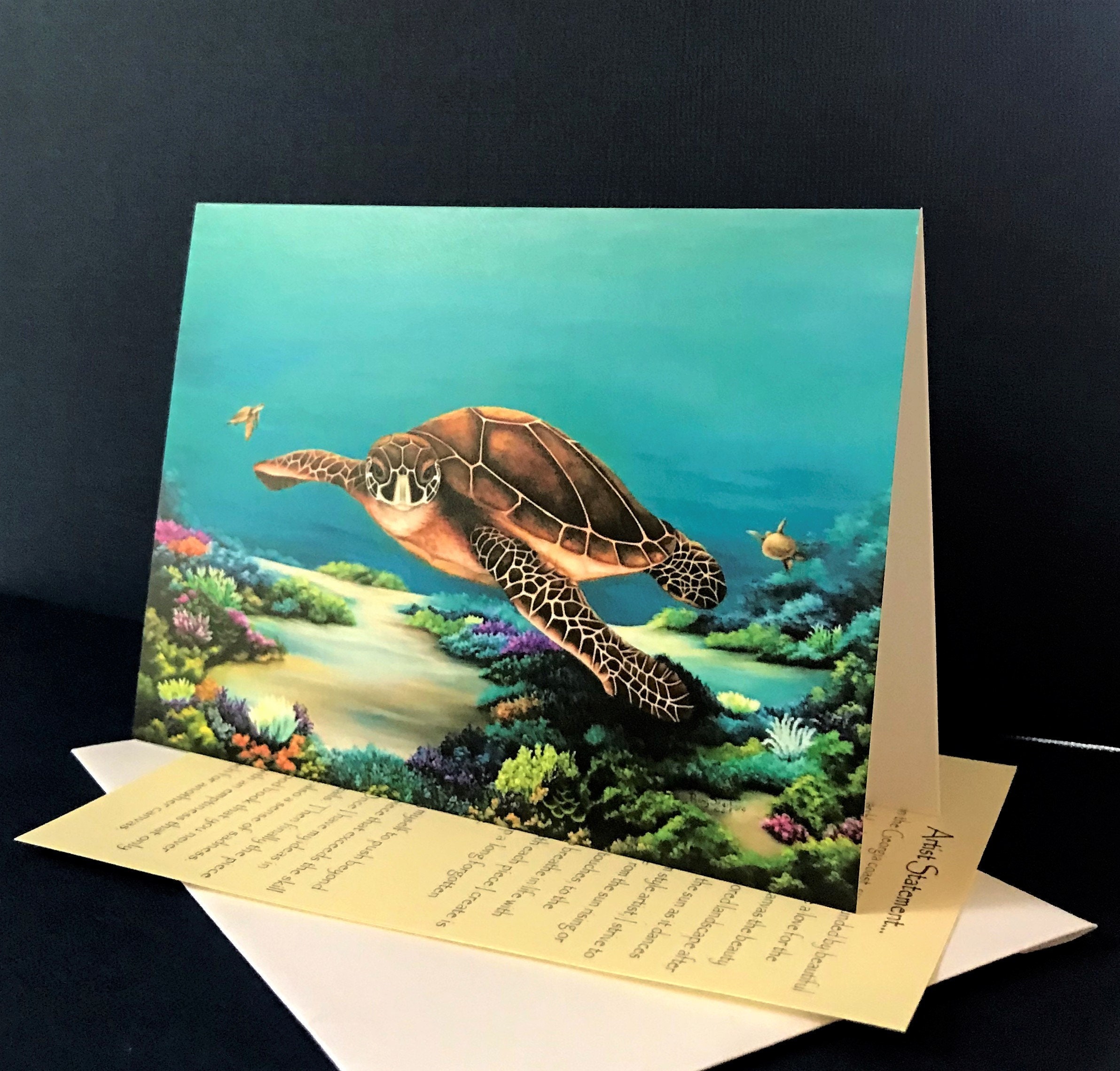Loggerhead Sea Turtle Painting of Sea Turtle Coral Reef - Etsy