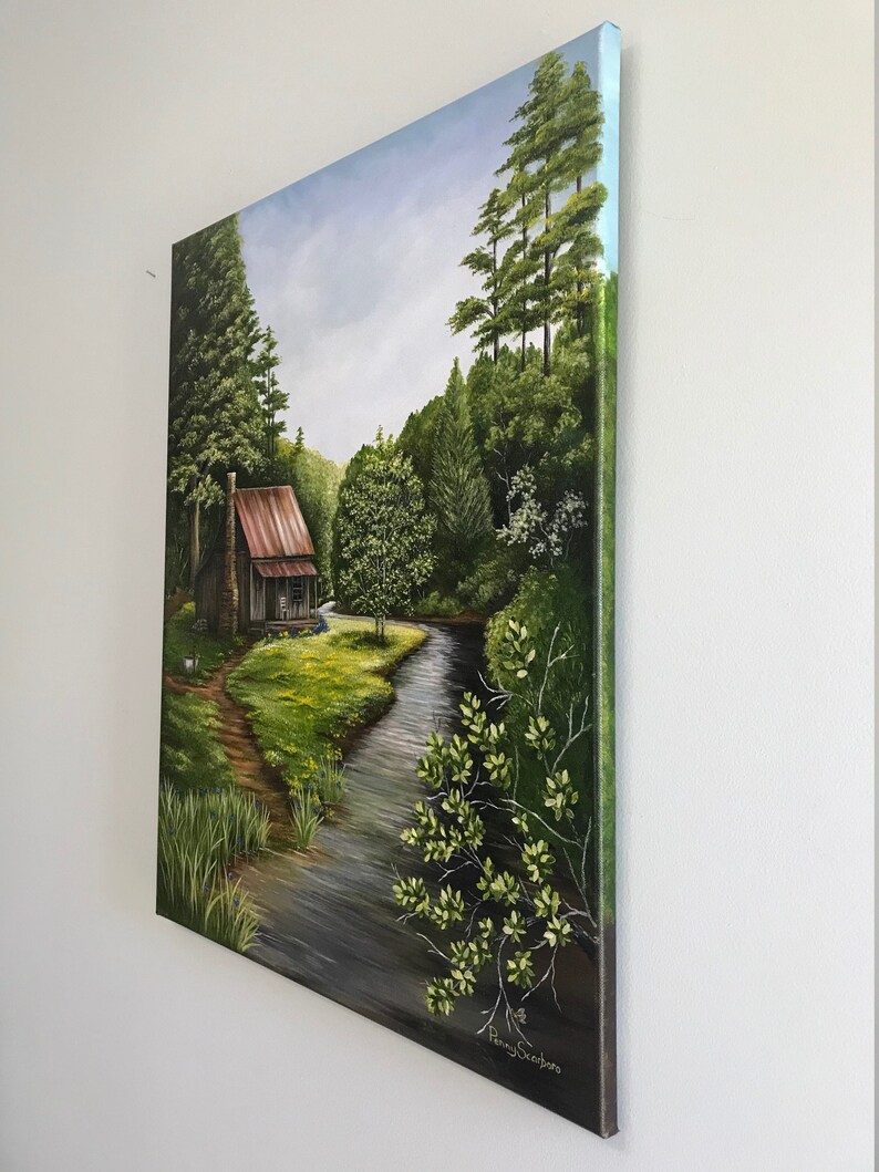 Cabin in the Woods, Old Weathered Cabin, Cabin Wall Art, Original Oil Painting - Etsy