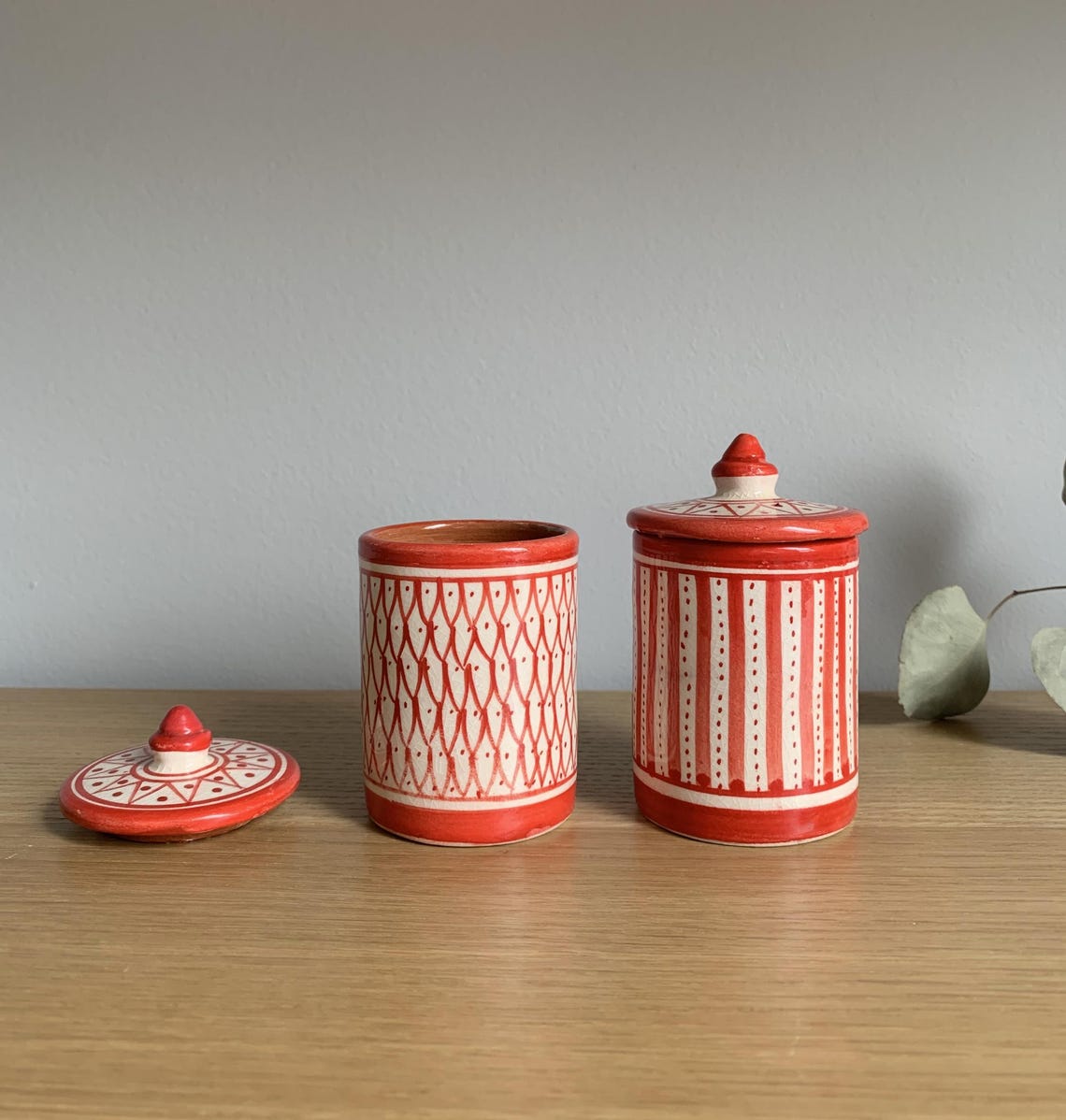 Moroccan Salt and Pepper Jars / Red Bowls / Sauce Bowl / Pottery Bowl ...