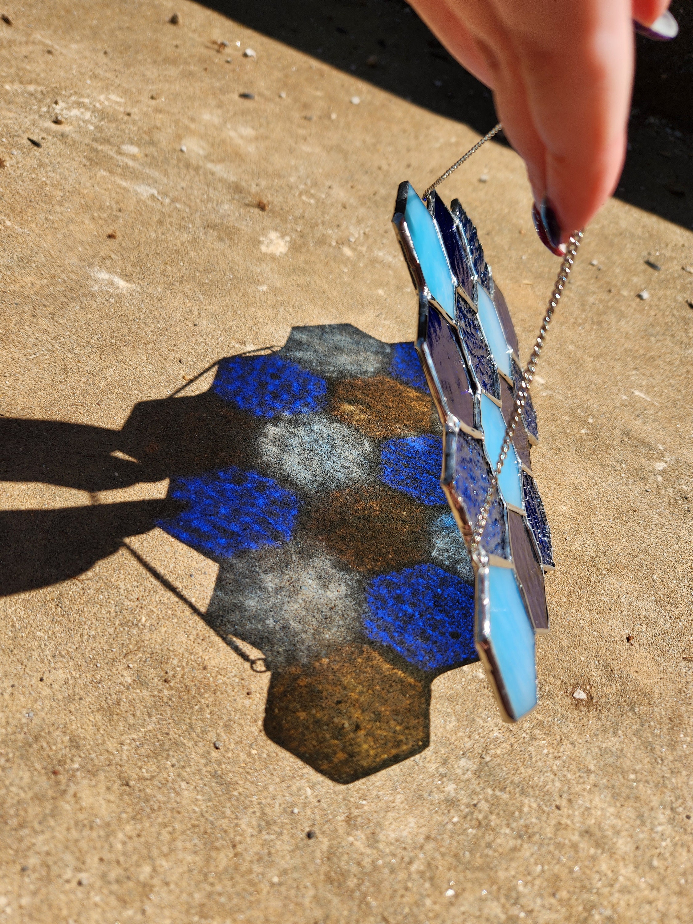 Stained Glass Honeycomb Sun Catcher. - Etsy
