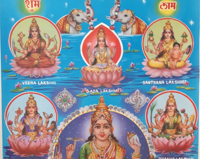 Hindu Vintage Print of Ashta Lakshmi the 8 Forms of Lakshmi Maa - Etsy