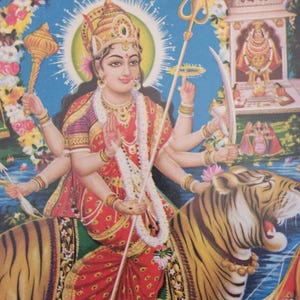Hindu Goddess Amba Maa Vintage Print by Jain Picture House 6.5in X 9 ...