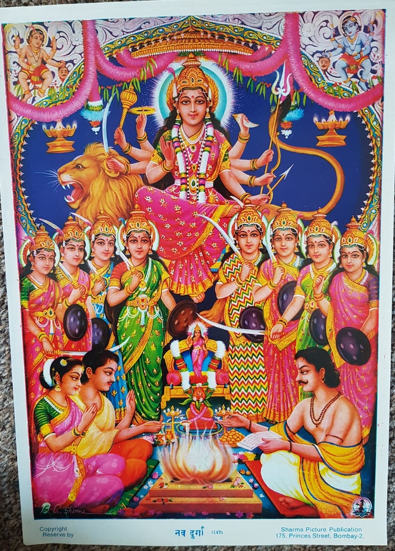 Hindu Vintage Print of Nav Durga by Sharma Picture - Etsy