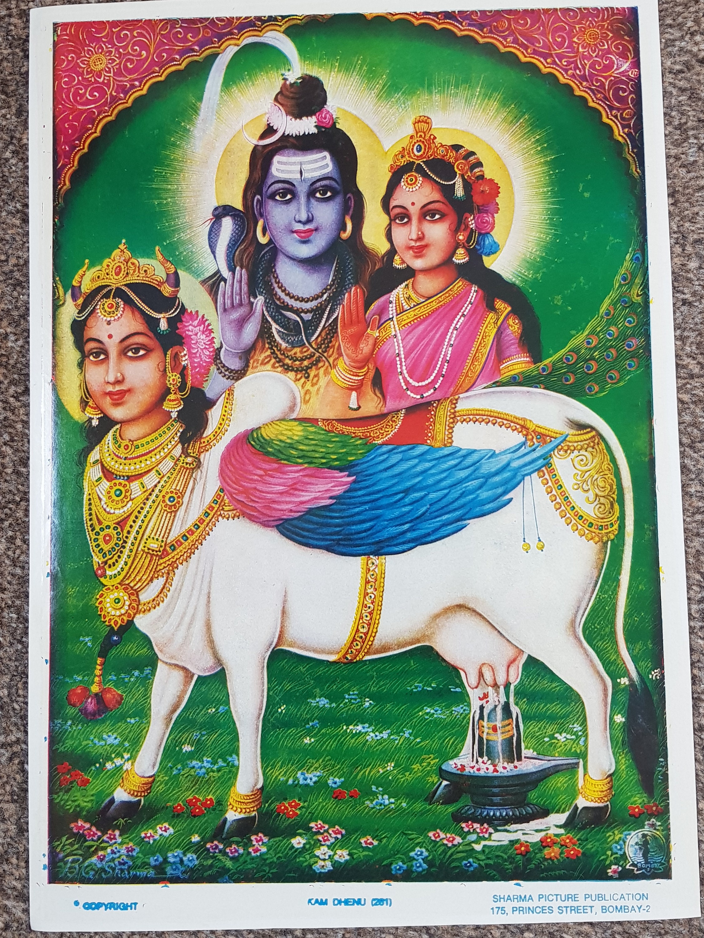 Kamadhenu the Wish-fulfilling Cow With Shiva and Parvati by | Etsy