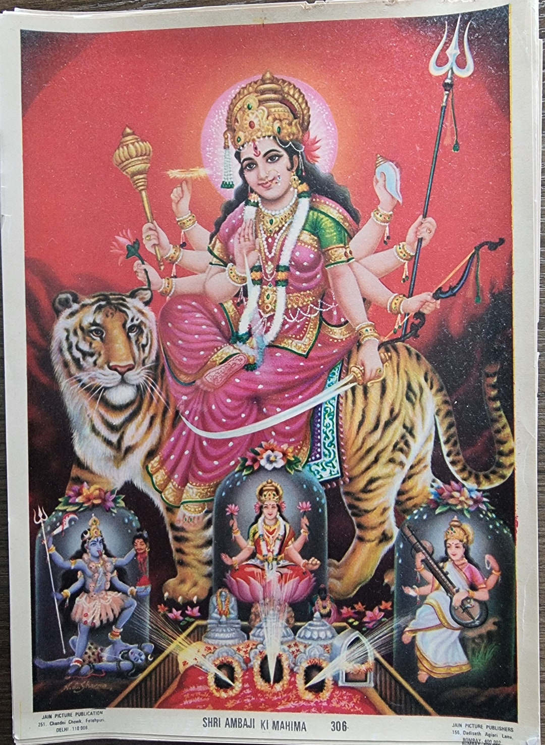 Hindu Goddess Amba Maa With Maa Saraswati, Maa Lakshmi and Maa Kali ...