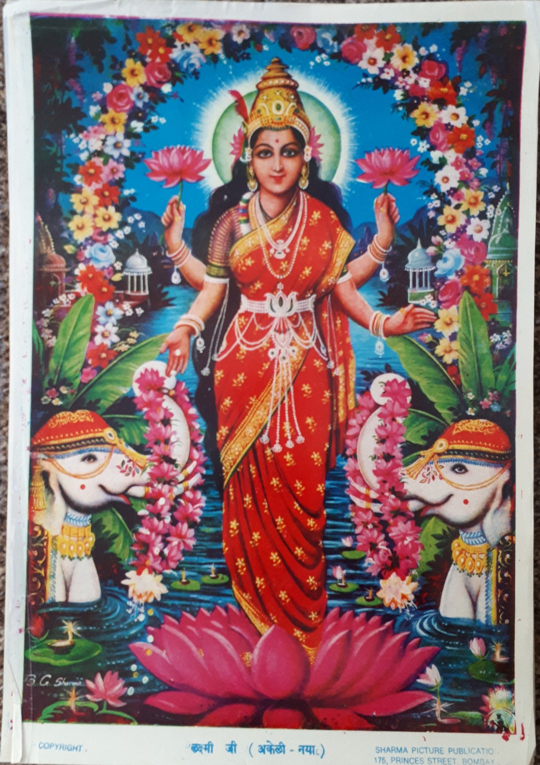 Hindu Vintage Print of Standing Lakshmi by Sharma Publications - Etsy