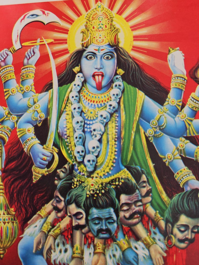 Hindu Vintage Print of Maha Kali by Brijbasi Press 6.5'x9.5 - Etsy