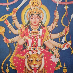 Hindu Goddess Amba Maa Vintage Print by Sharma Publications 6.5in X 9 ...
