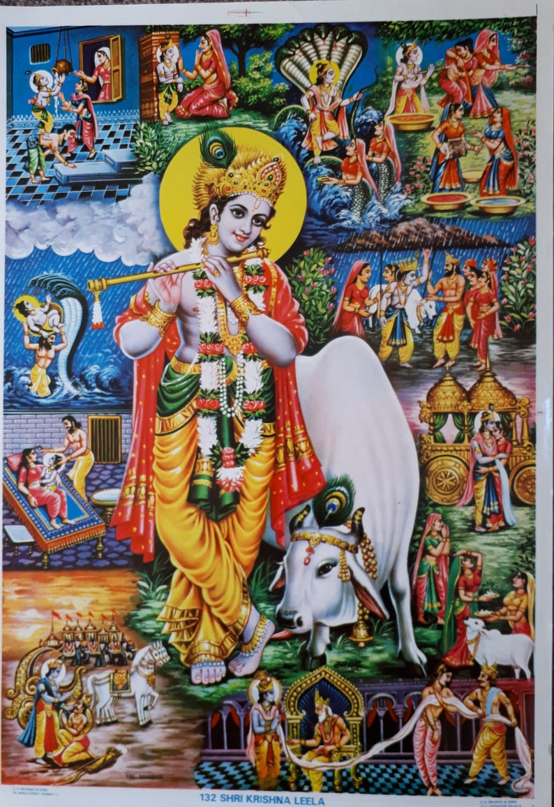 Shree Krishna Leela by S S Brijbasi 14 X20 - Etsy