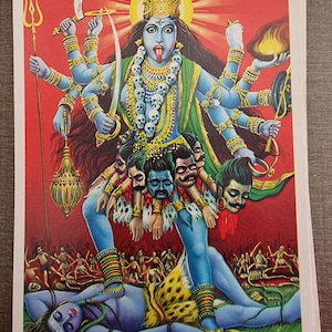 Hindu Vintage Print of Maha Kali by Brijbasi Press 6.5'x9.5 - Etsy