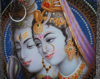 Shiva Art ... Shiv Parvati ... Vintage Indian Devotional Print - Etsy
