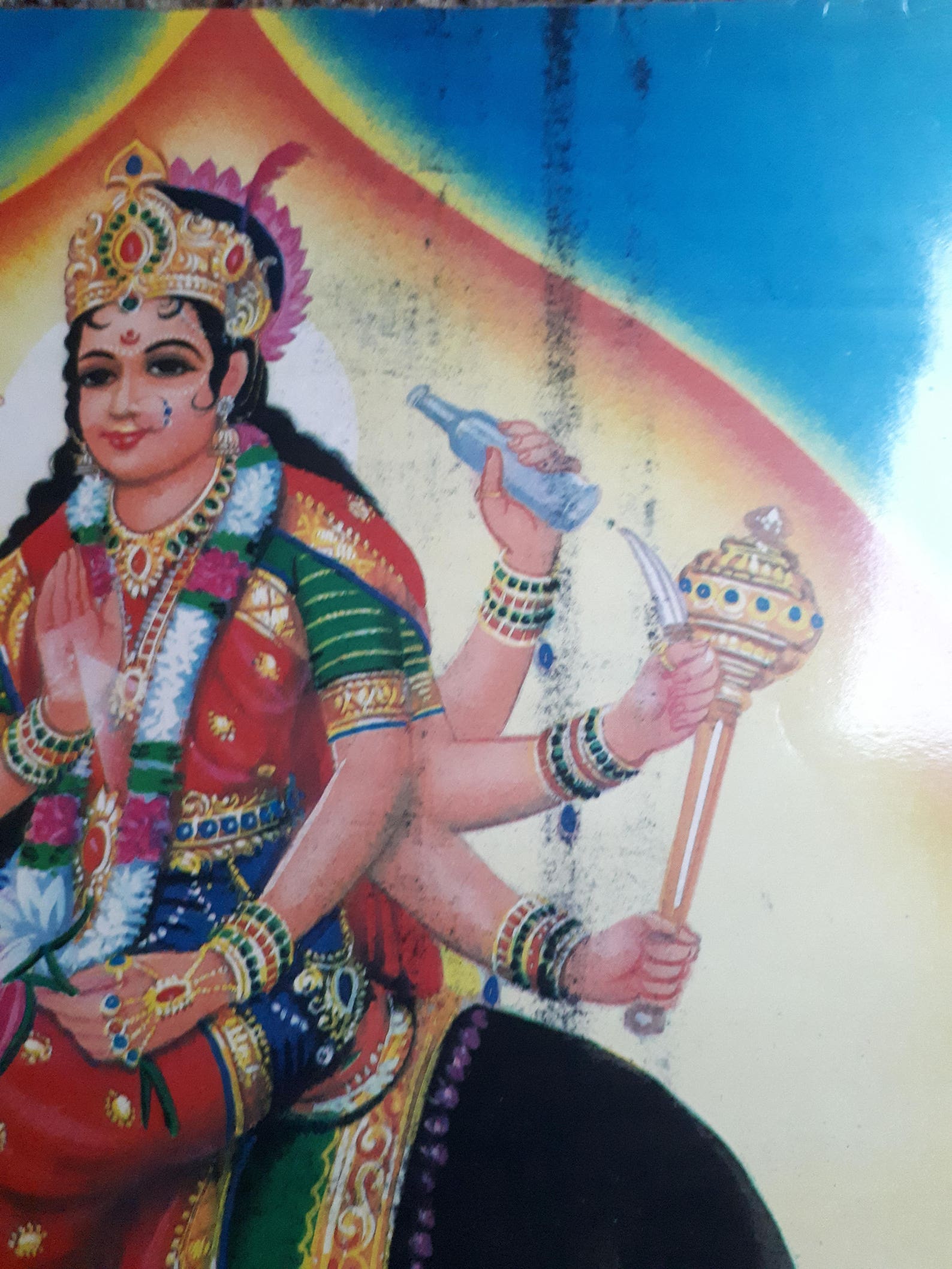 Vintage Print of Hindu Goddess Meldi Maa in a Diya by Bombay Glass ...