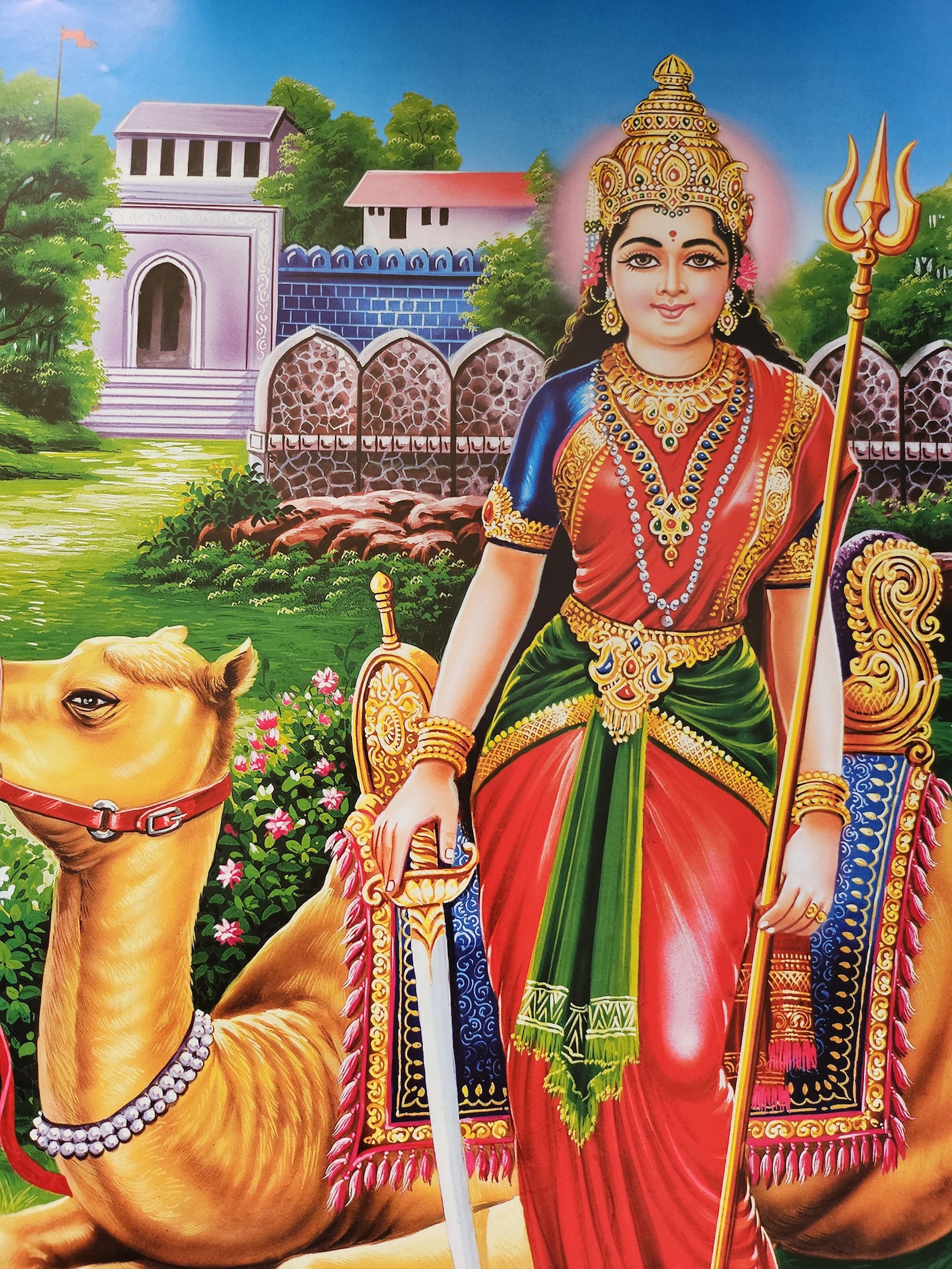 Modern Print of Hindu Gujarati Goddess Momai Maa / Dasha Maa 15inch X ...
