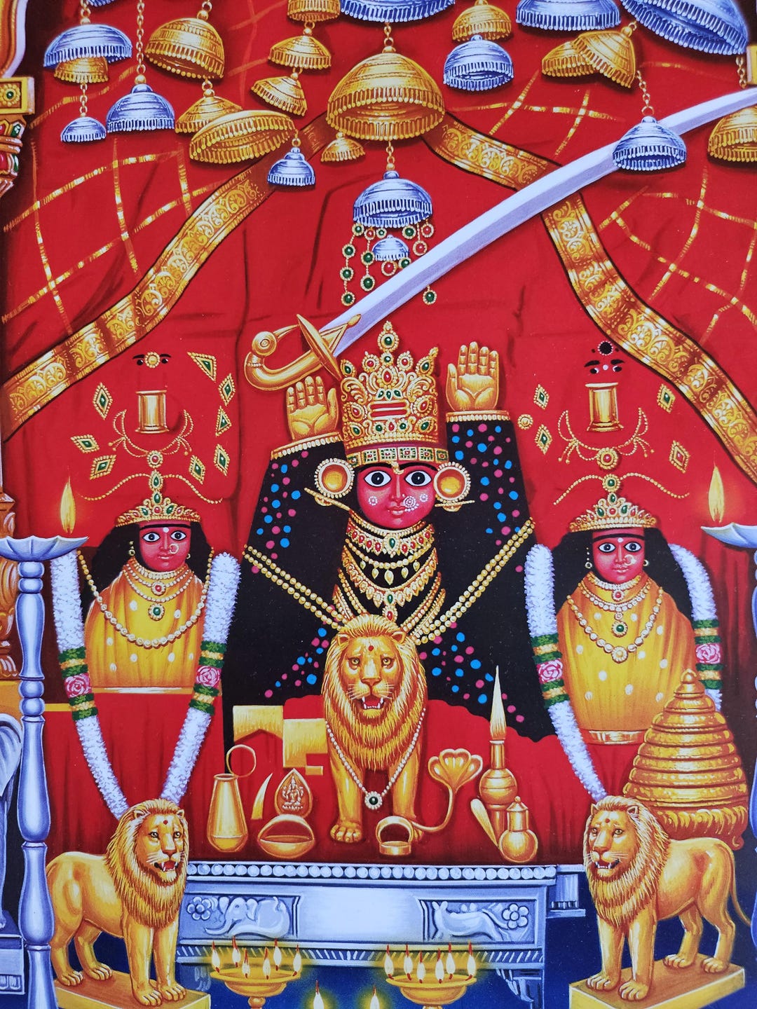 Modern Print of Hindu Goddess Harsiddhi Maa / Harshad Maa 15inch X ...