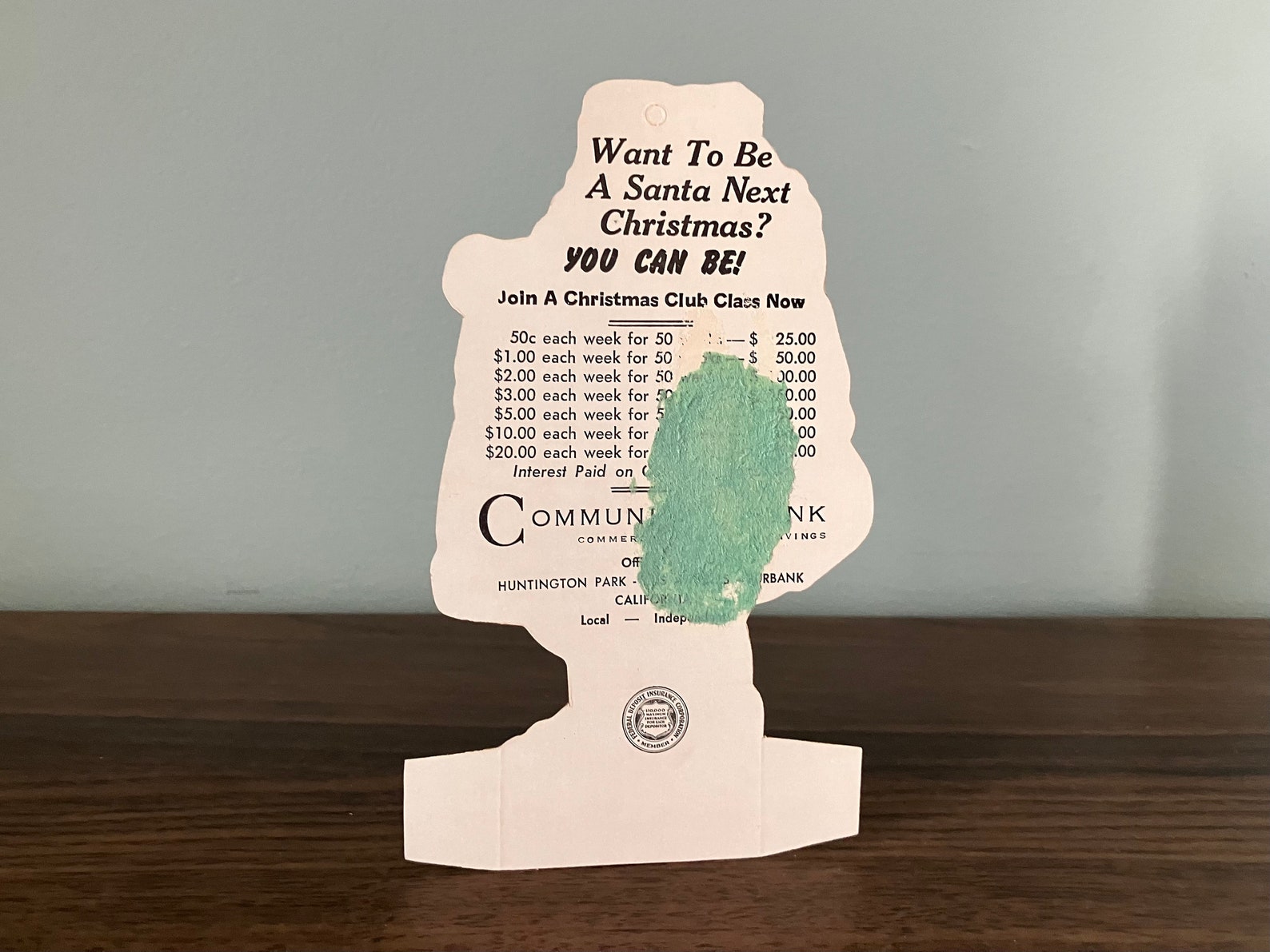 Vintage Santa Clause Bank Christmas Club Stand-up Litho Card - Etsy
