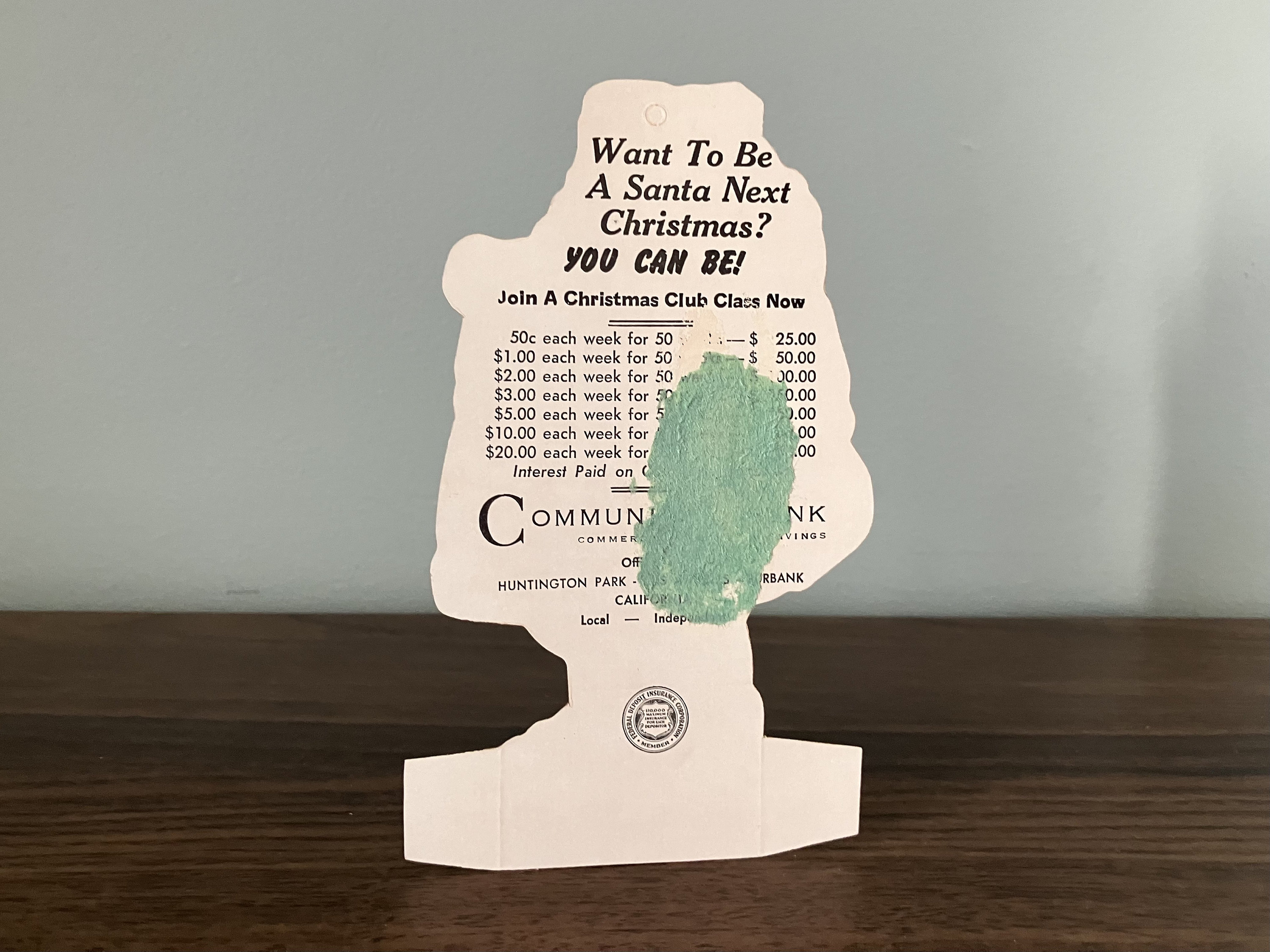 Vintage Santa Clause Bank Christmas Club Stand-up Litho Card - Etsy