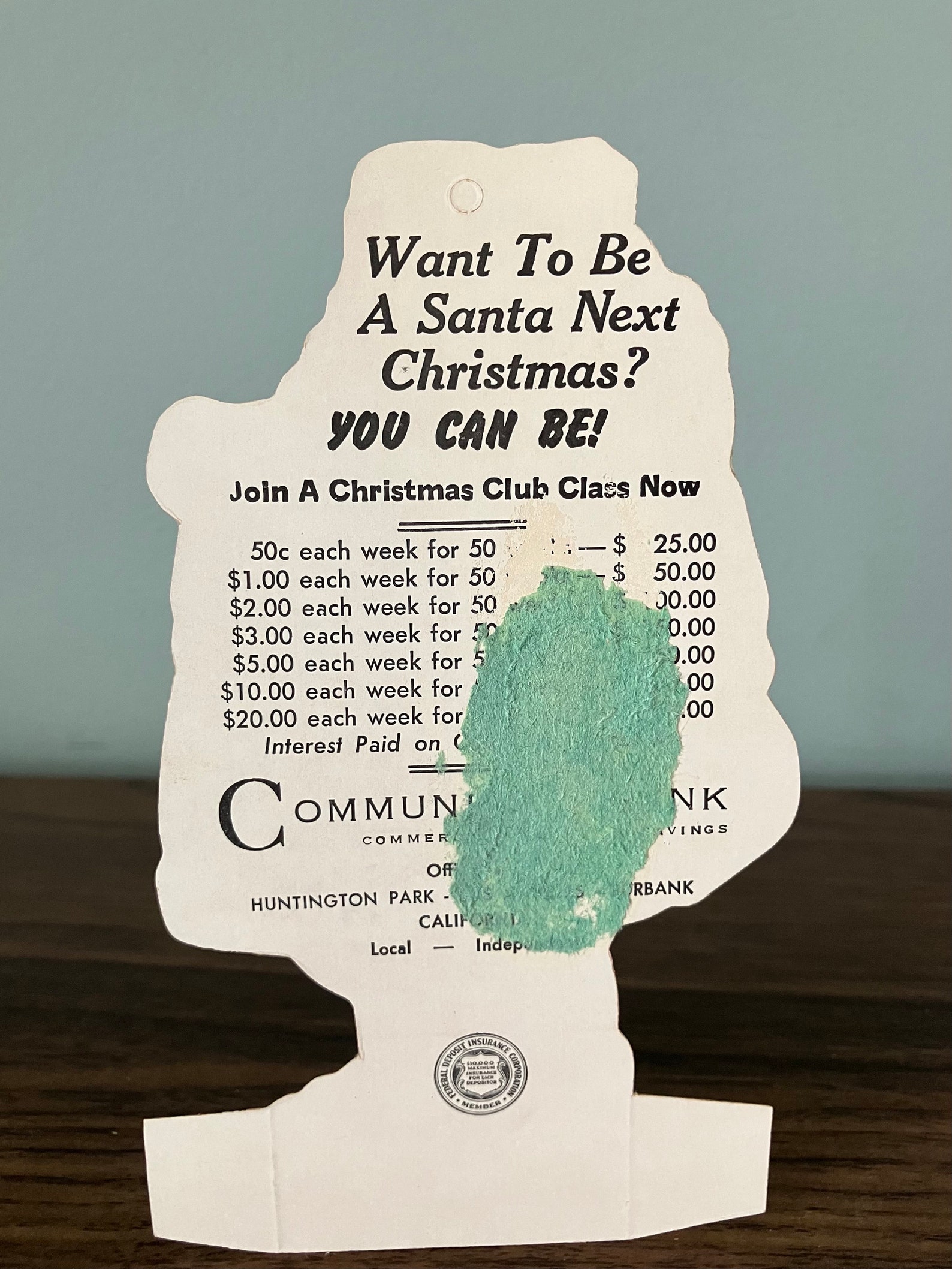 Vintage Santa Clause Bank Christmas Club Stand-up Litho Card - Etsy