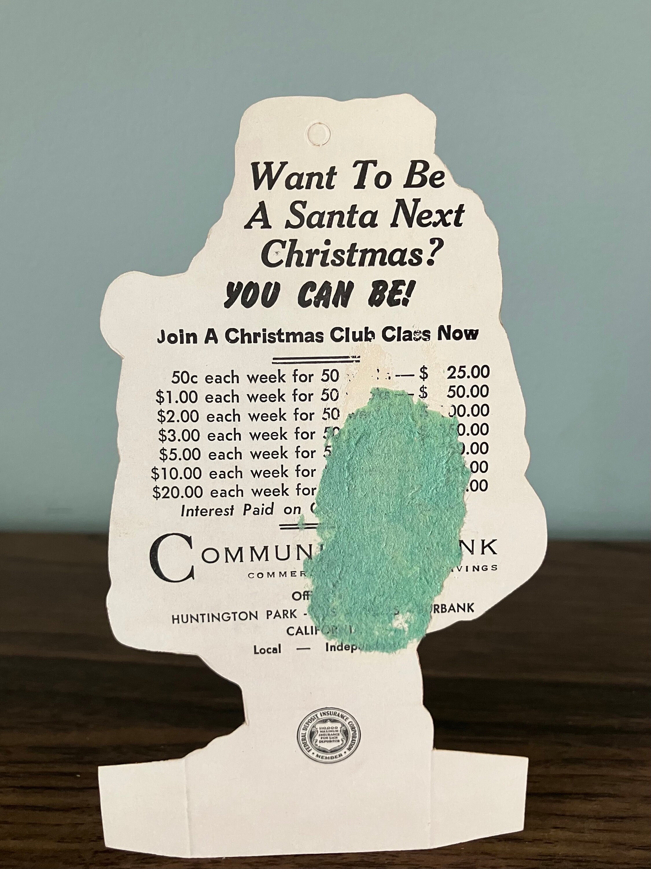 Vintage Santa Clause Bank Christmas Club Stand-up Litho Card - Etsy