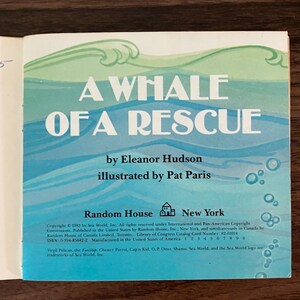 1983 “A Whale of A Rescue” Sea World Shamu Softcover Book - Etsy