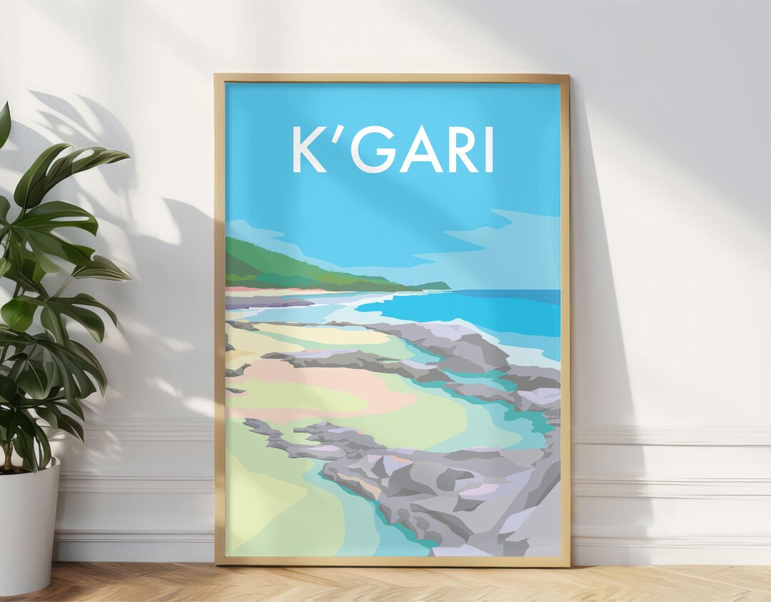 K'gari (formerly Fraser Island) Queensland Travel Print Poster, Kgari ...