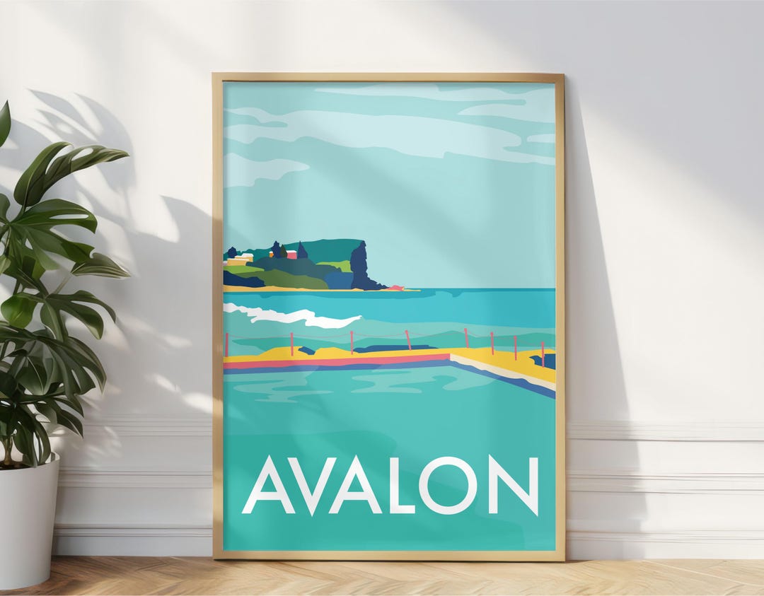 Avalon Beach Art Print, Avalon Northern Beaches Sydney Travel Poster ...