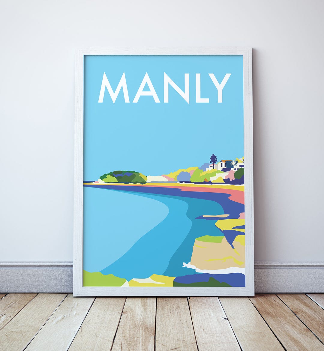 Manly Beach Vintage Style Seaside Travel Print/ Poster - Etsy