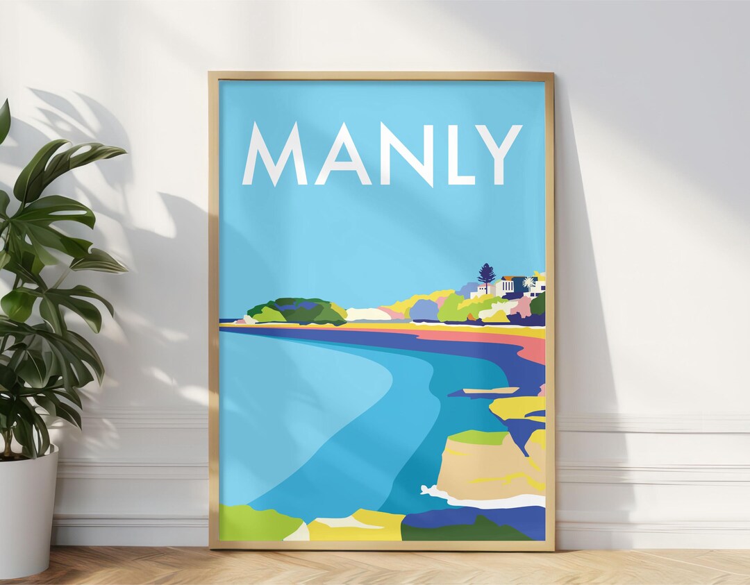 Manly Beach Art Print, Manly Beach Sydney NSW Australia, Manly ...