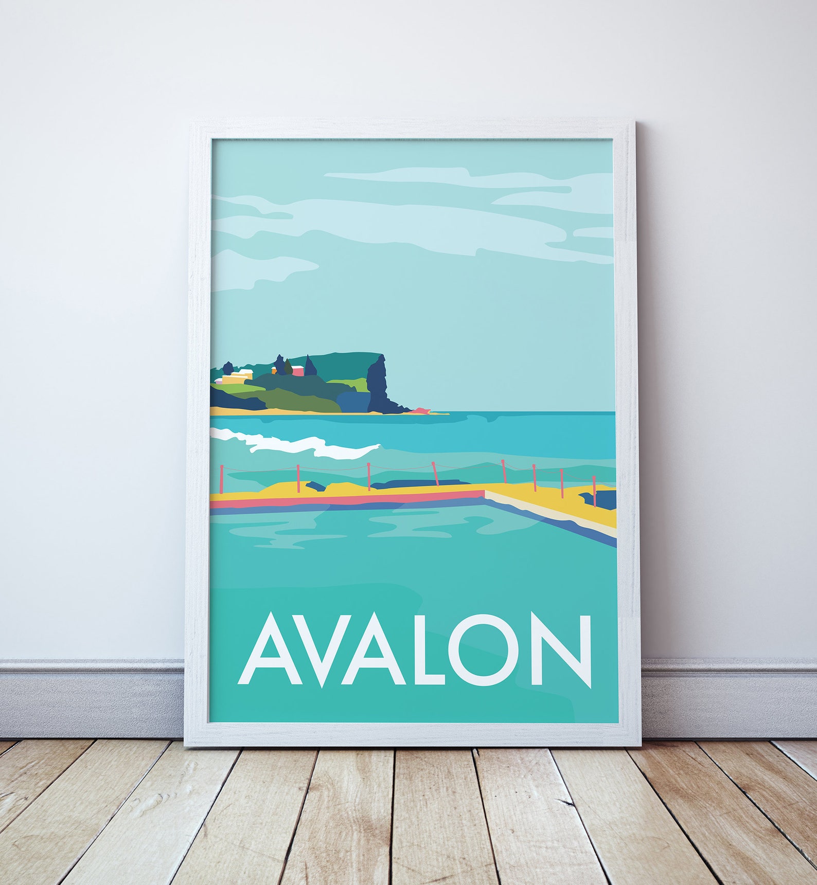 Avalon Beach Art Print, Avalon Northern Beaches Sydney Travel Poster ...