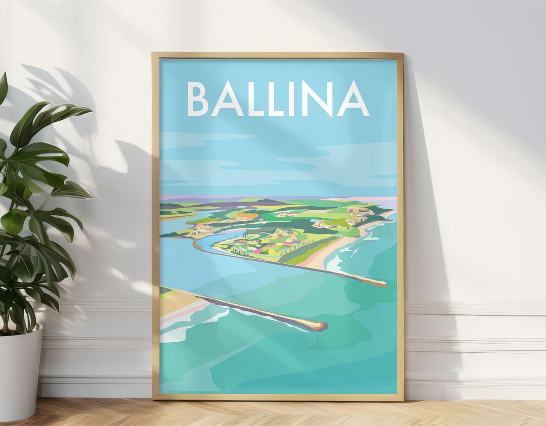 Ballina NSW Art Print, Northern Rivers Coastal Travel Poster, Byron Bay ...