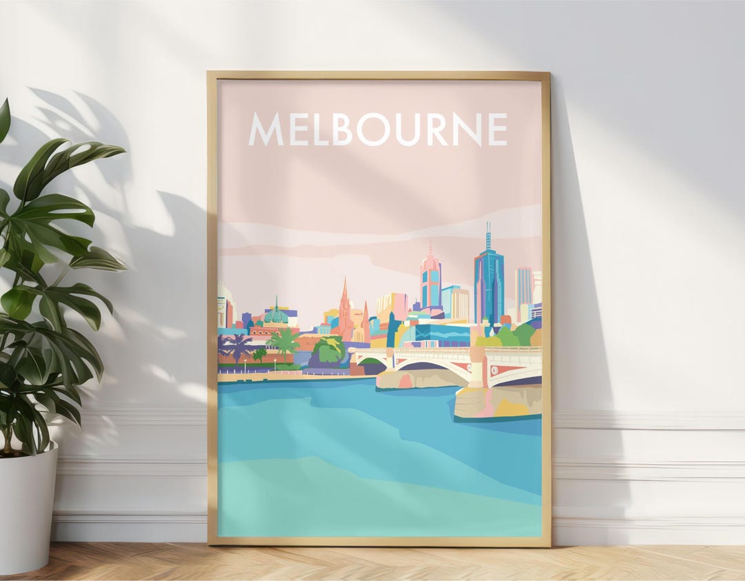 Melbourne City Art Print, Melbourne Victoria Australia Travel Poster ...