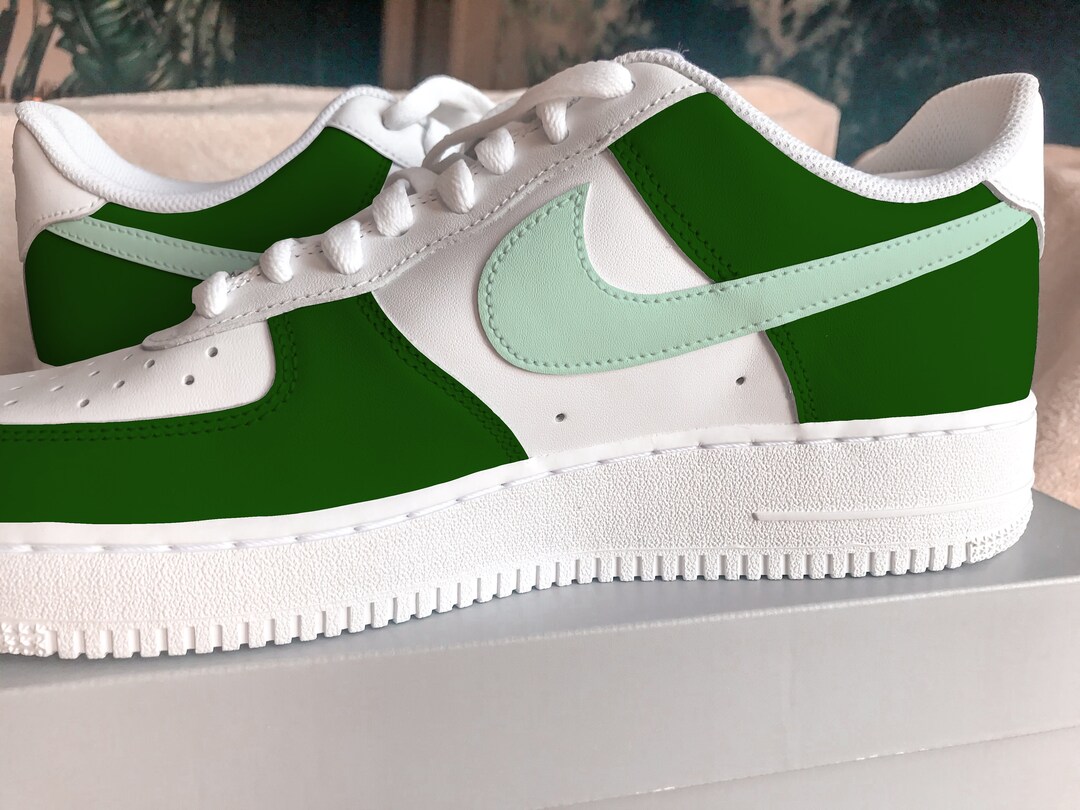 Green Tones Color Block Custom Air Force 1s | Custom Sneakers | Custom ...