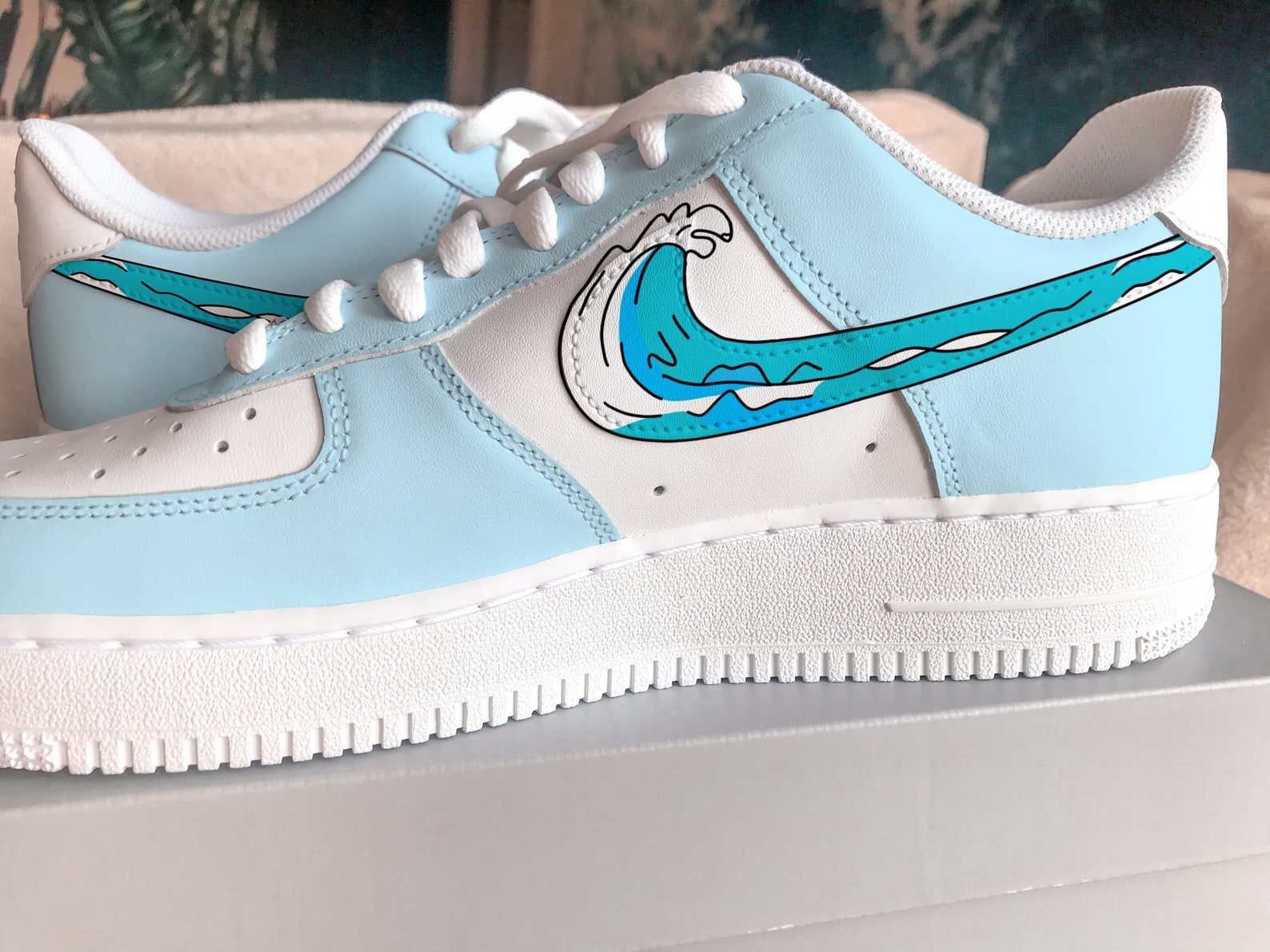 Beach Wave Custom Air Force 1s Custom Sneakers Custom Air - Etsy