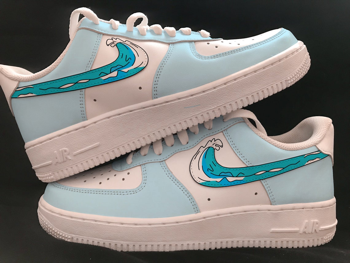 Beach Wave Custom Air Force 1s Custom Sneakers Custom Air - Etsy