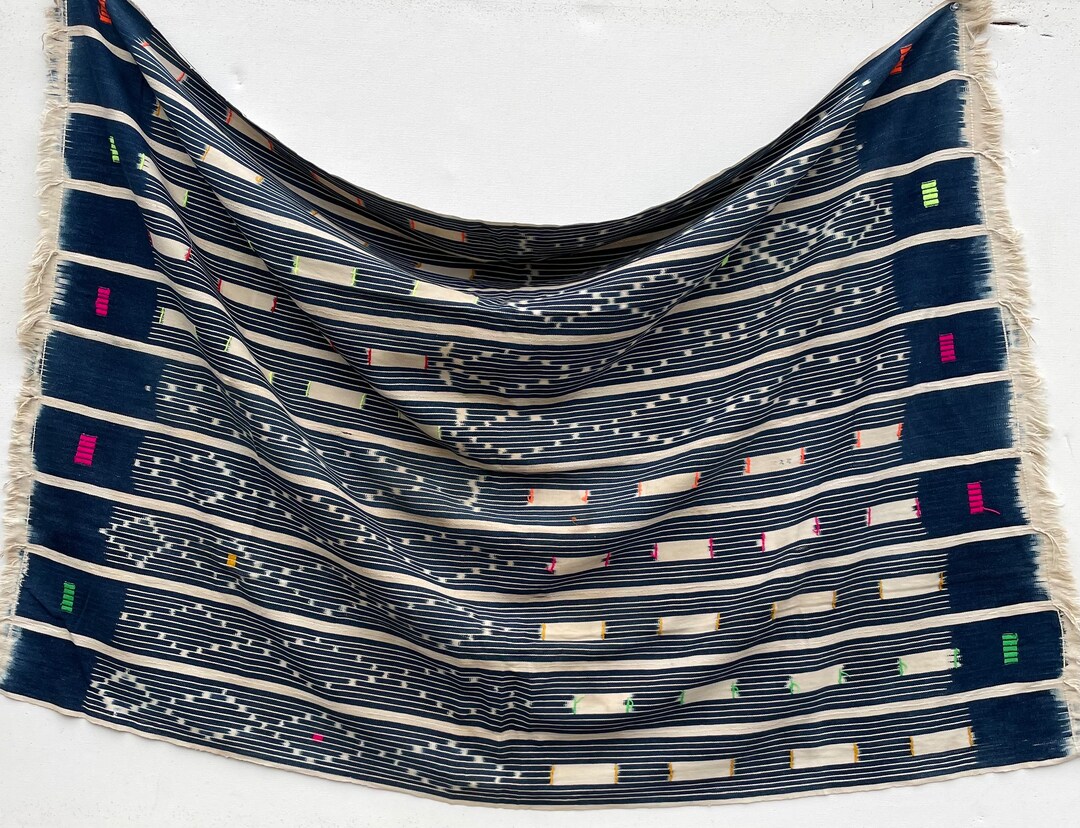 Vintage Baule Woven Indigo Textile, Hand Dyed African Indigo, Ikat ...