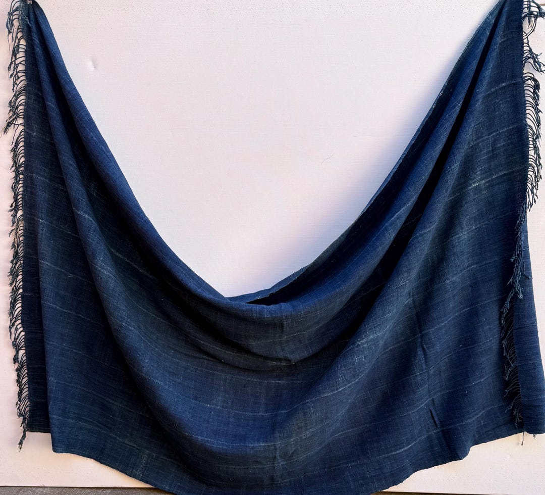 Indigo Blue Plain Cotton Fabric, Vintage African Mudcloth Hand Dyed ...
