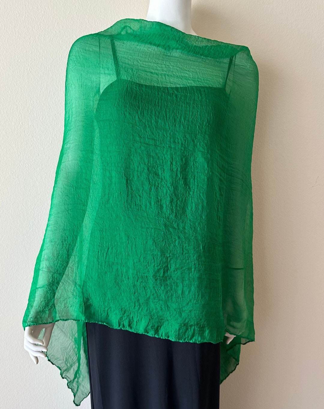 Sheer Crinkle Chiffon Poncho, Versatile Poncho, Woven Chiffon Cover up ...