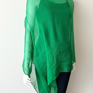 Lightweight Poncho With Asymmetrical Hem, Green Color Sheer Poncho ...