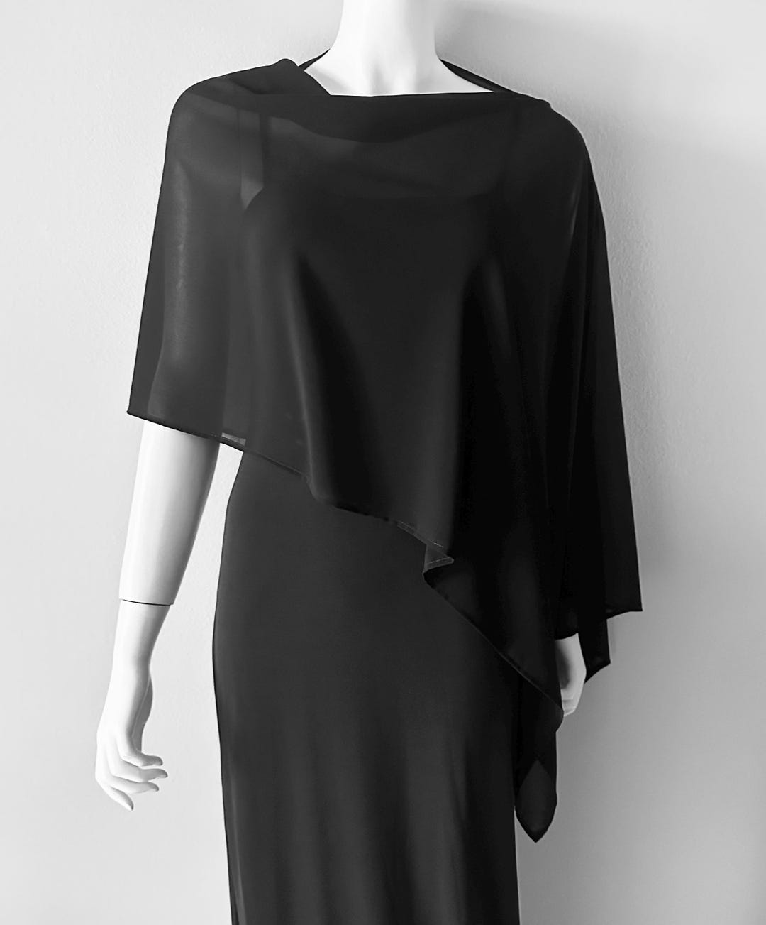 Sheer Soft Chiffon Poncho, Cape Poncho, Open Side Shawl Poncho ...