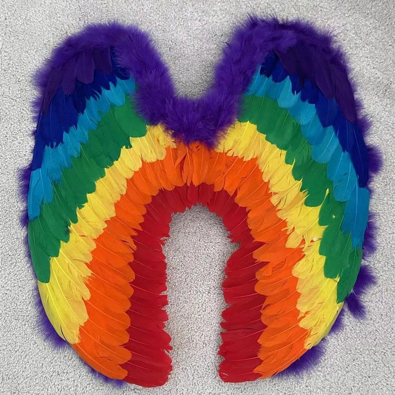 2021 Real Feather Wingshawaiian Rainbow Feather Wings Colorful - Etsy