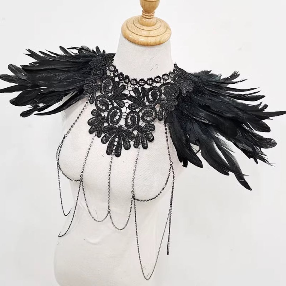 Gothic Style Body Chain Lace Feather Shawl Performance Ball - Etsy