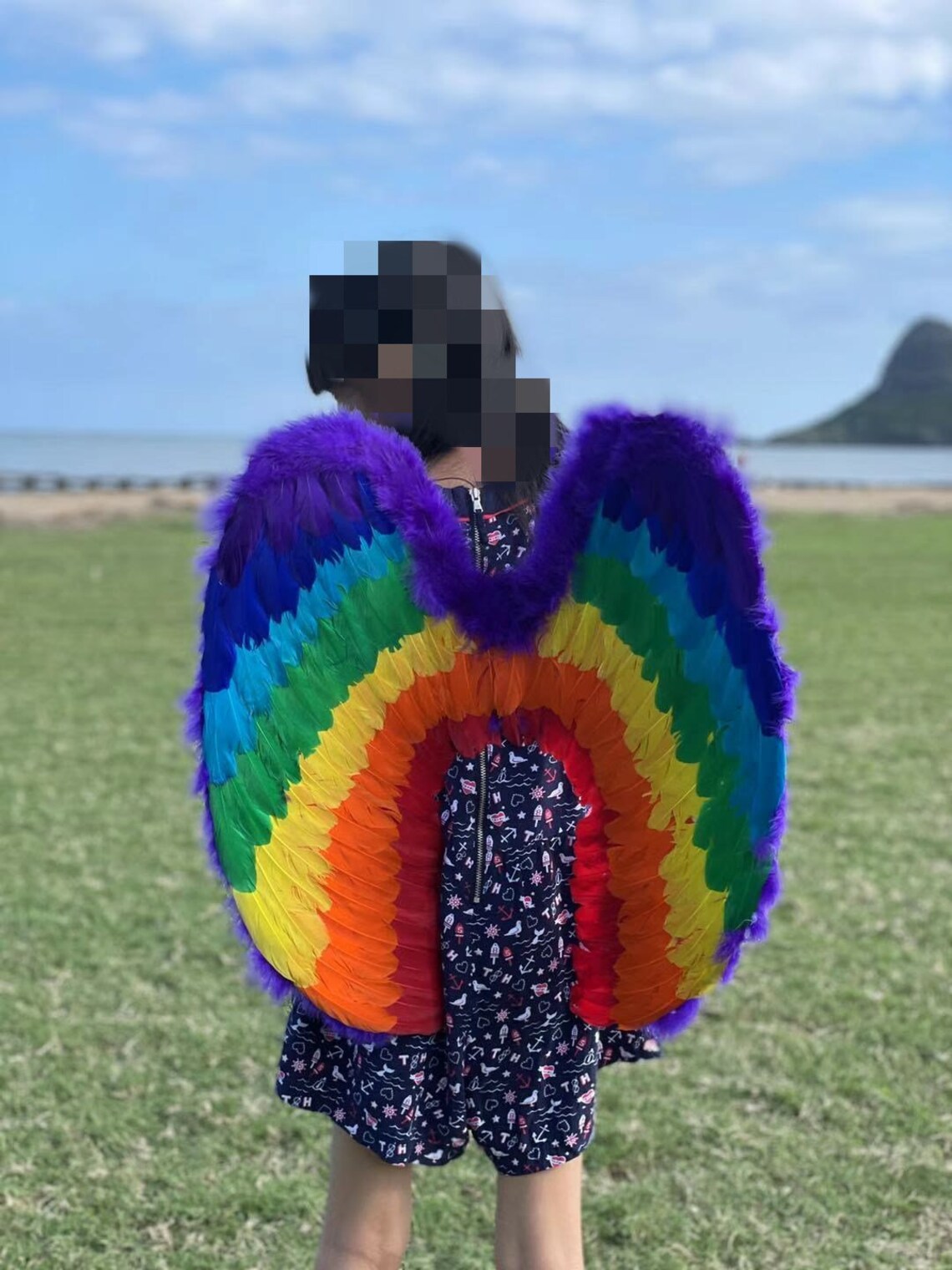 2021 Real Feather WingsHawaiian rainbow feather wings colorful | Etsy