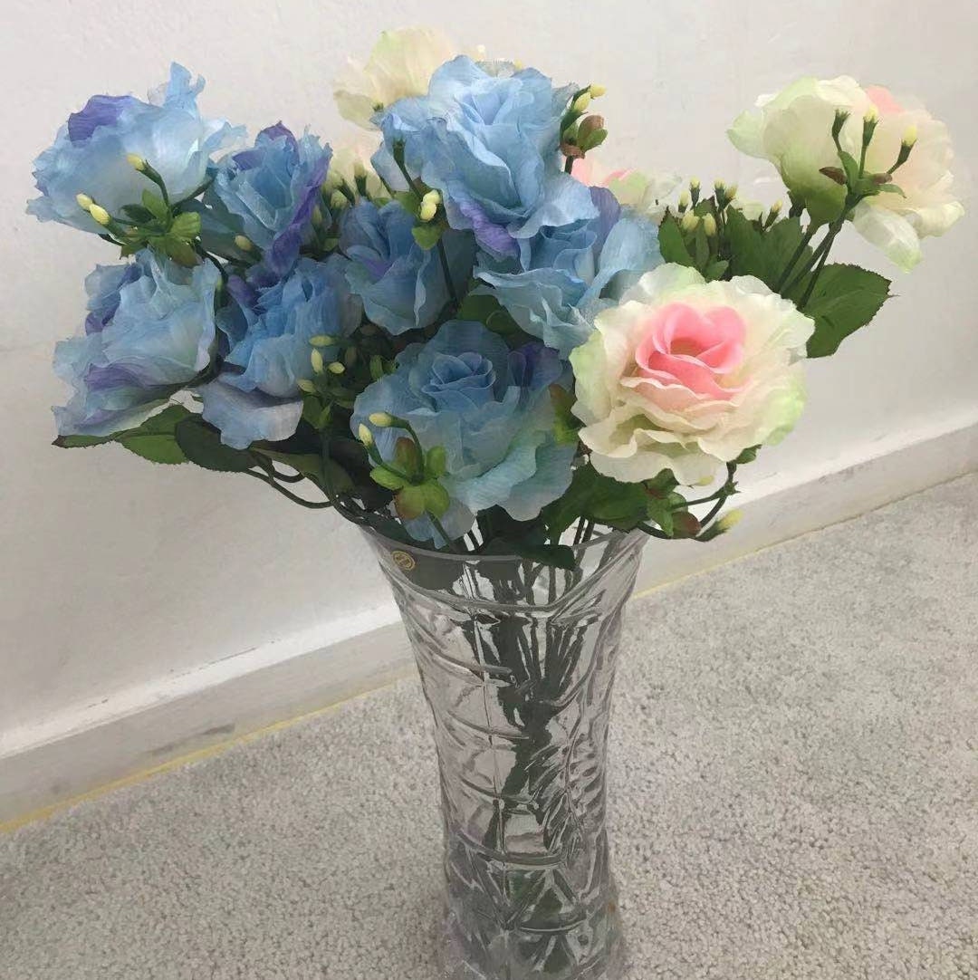 Fake Flowers With Vase, Silk Roses Artificial Flowers in Vase, Faux ...