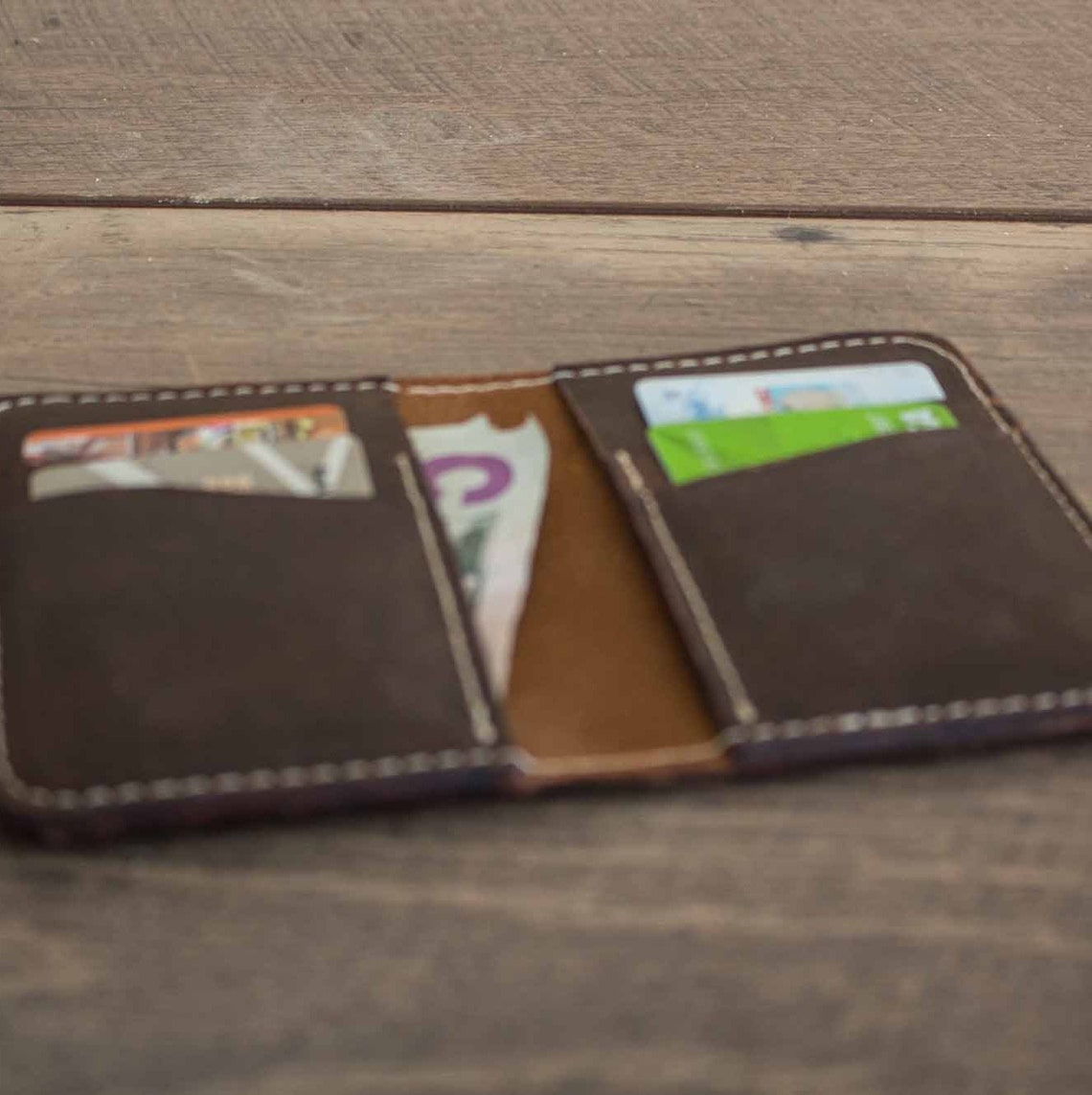 Wallet Vertical Bifold Distressed Minimalist Leather Wallet - Etsy