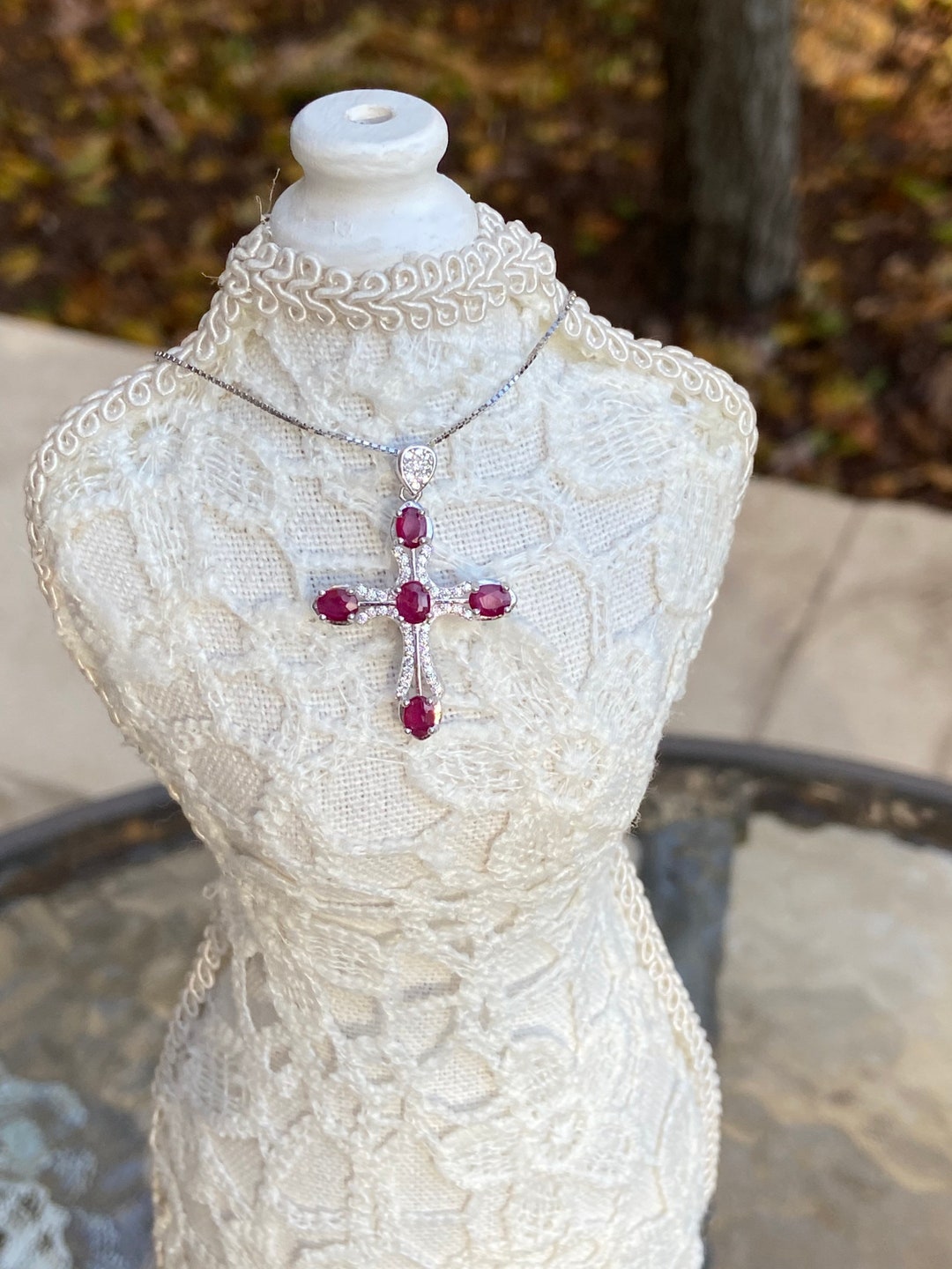 Untreated Natural Red Ruby Cross Necklace-introductory Price, Limited ...